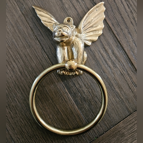 Vintage | Accents | Vintage Metal Brass Gargoyle Towel Ring Or Door ...